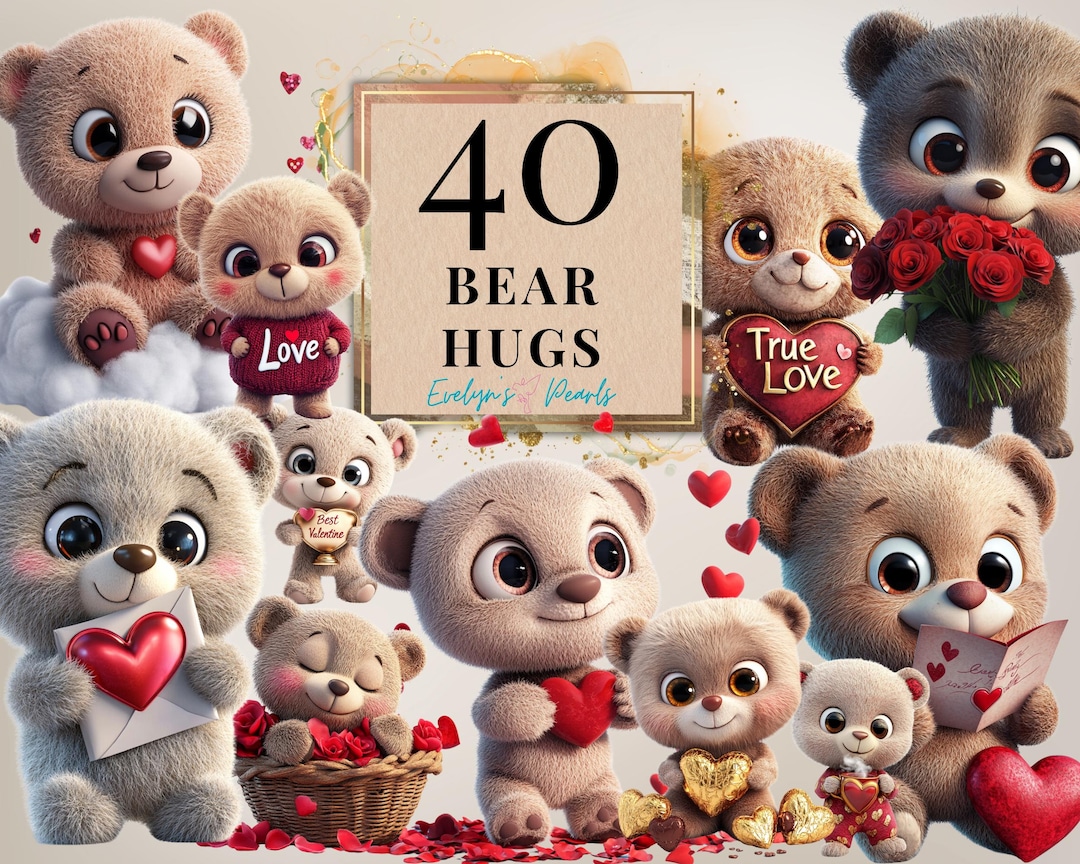 Valentines Day Clipart Bear Valentines PNG Sweet Romance Clipart Love ...