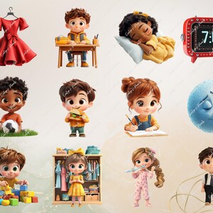 Kids Clipart Kids Routine PNG Cute School Clipart Back to School PNG ...