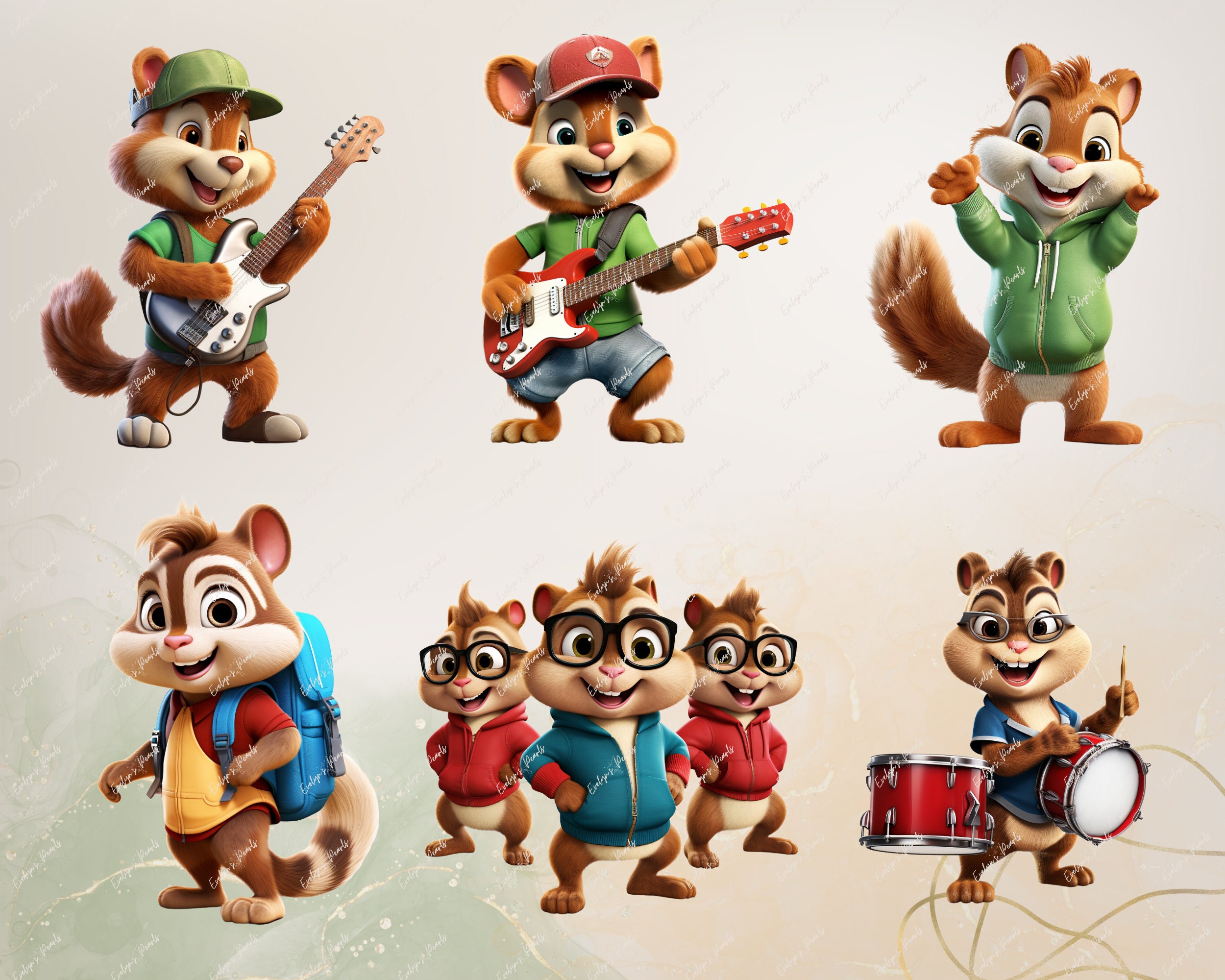 Chipmunks Clipart Cute Chipmunks PNG Animal Clipart Nursery Wall Art ...