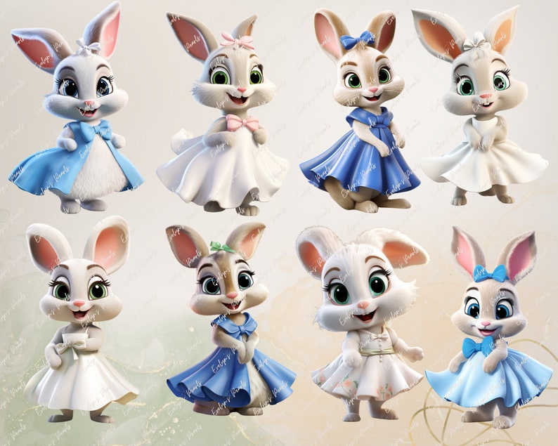 Rabbit Clipart Cute Rabbit PNG Dressed up Bunnies Clipart Cartoon ...