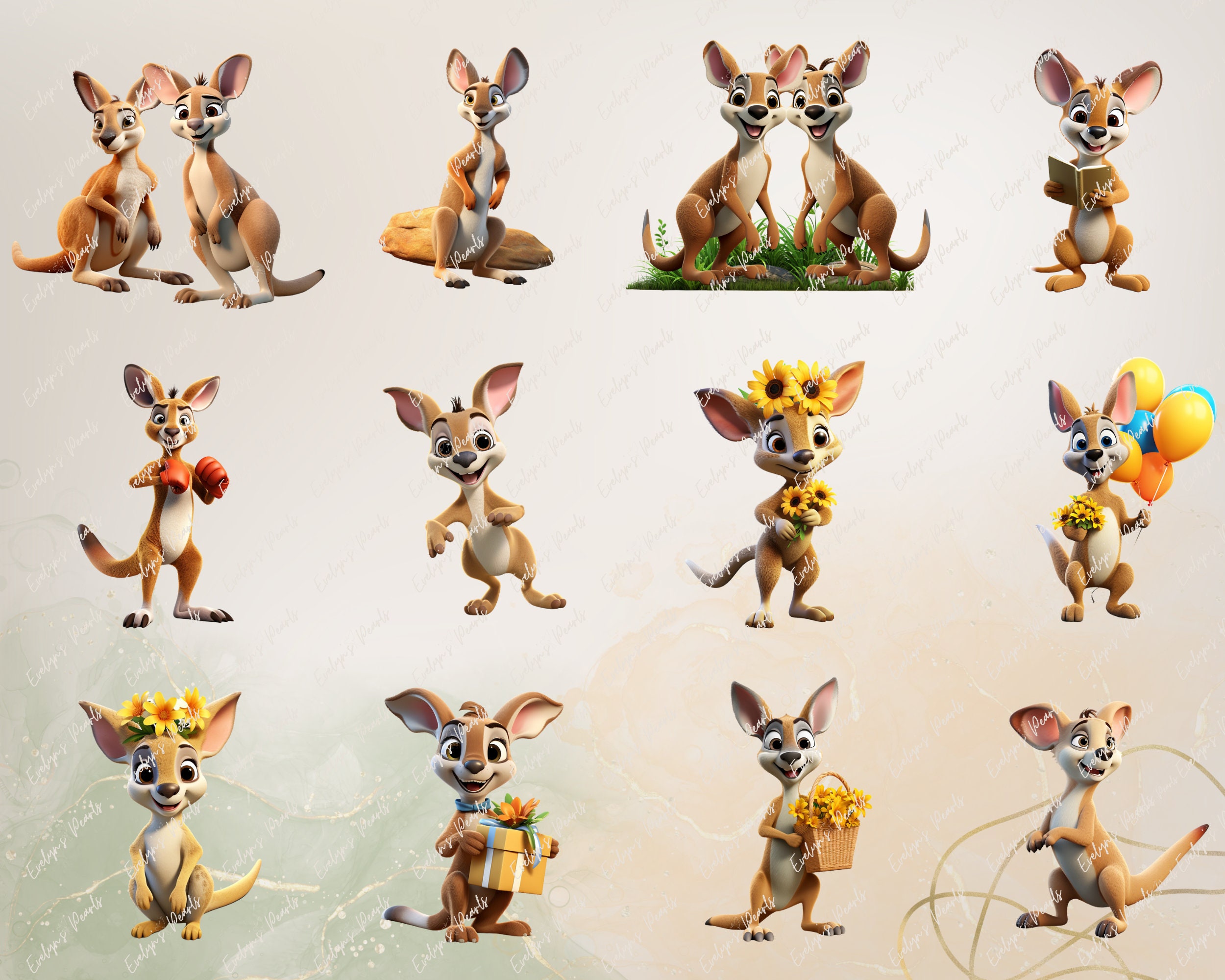 Kangaroo Clipart Cute Kangaroo PNG Australian Animal Clipart Safari ...