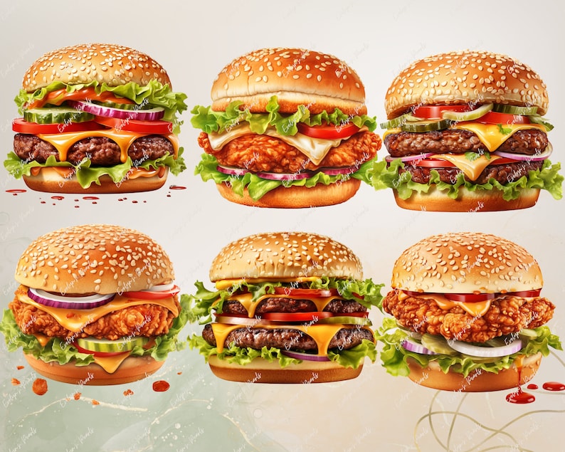 Burger Clipart Fries Clipart Food Clipart Cheese Hamburger PNG Fast ...