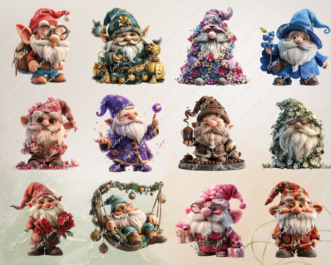 Gnome Clipart Cute Gnome PNG Magical Clipart Children's Party PNG Fairy ...