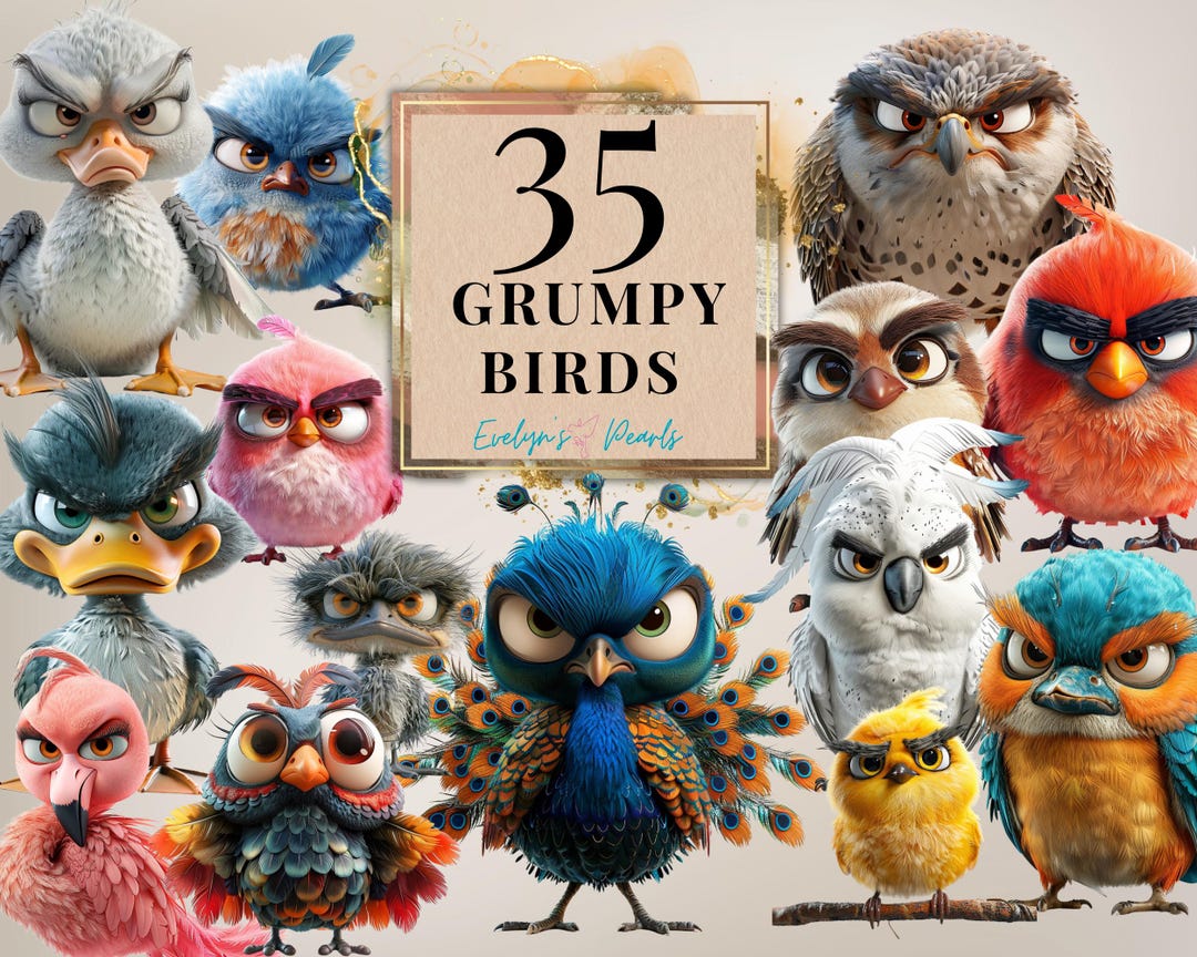 Bird Clipart Grumpy Birds PNG Sparrow PNG Woodland Birds Clipart Birds ...