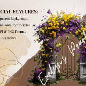 Floral Gate Clipart Spring Flower PNG Garden Clipart Floral Door PNG ...
