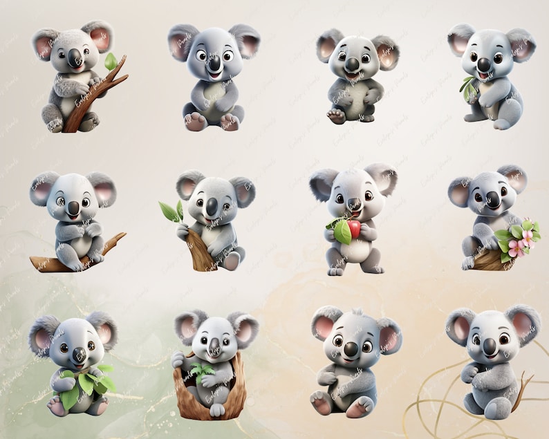 Koala Clipart Cute Koala PNG Australian Animal Clipart Safari Animal ...