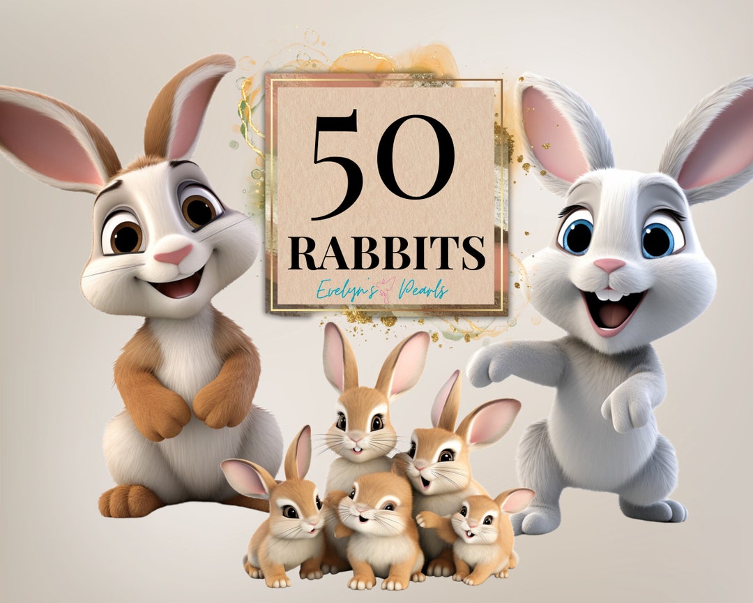 Rabbit Clipart Cute Rabbit PNG Cartoon Bunnies Clipart Woodland Animal ...