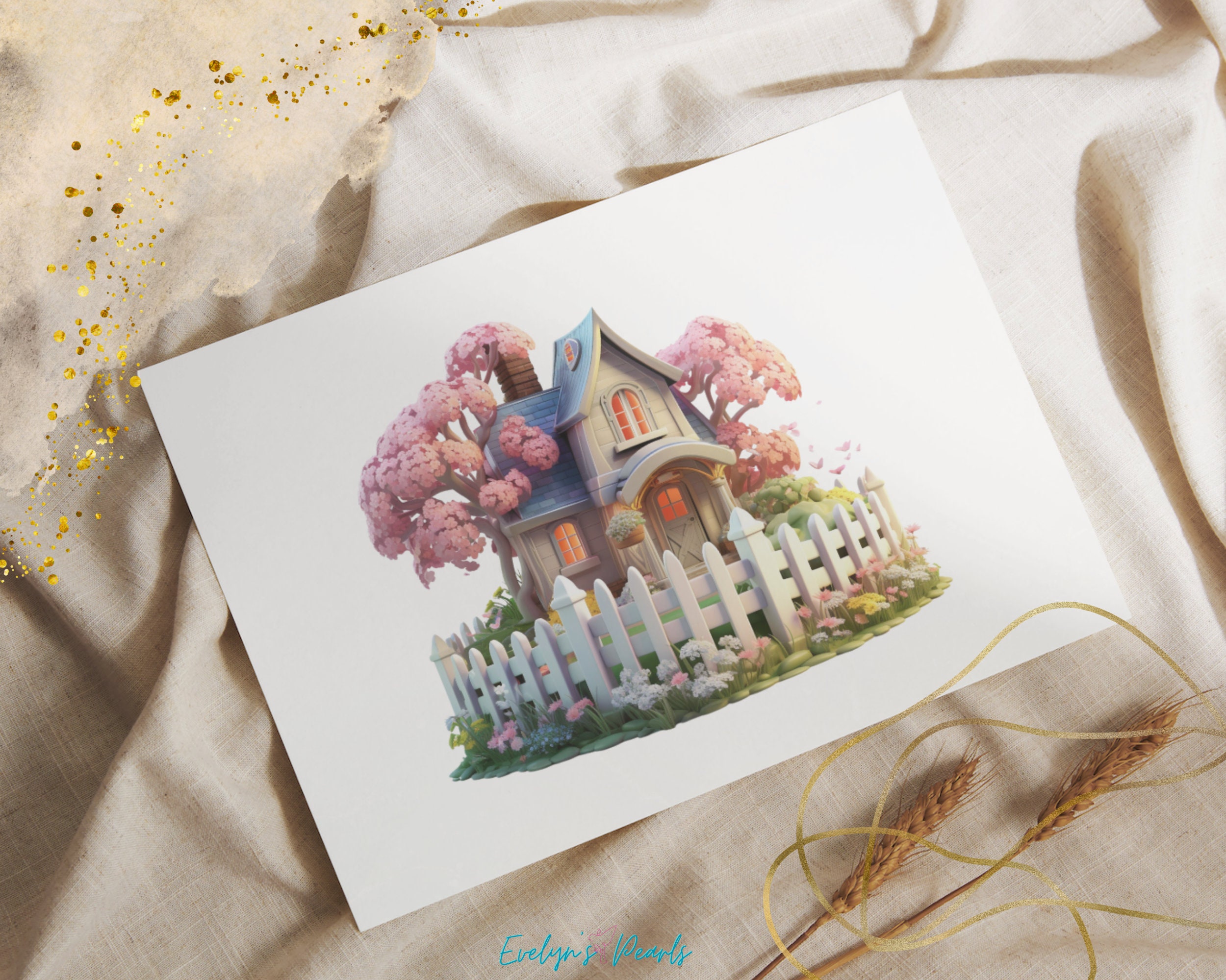 House Clipart Spring Cottage Clipart Spring PNG Floral House - Etsy