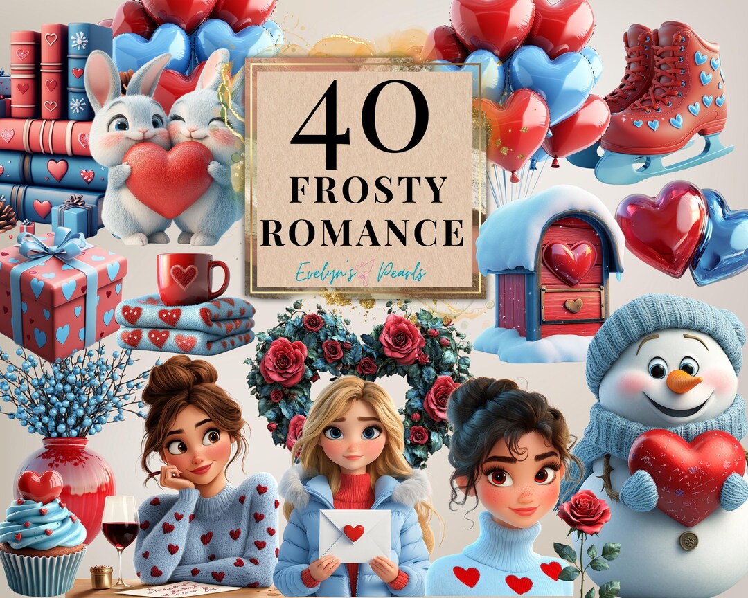 Valentine Clipart Winter Love PNG Winter Frosty Romance PNG Cosy Winter ...