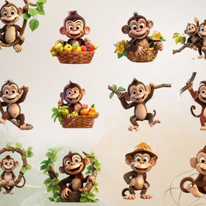 Monkey Clipart Cute Monkey PNG Safari Animal Clipart Jungle PNG Clipart ...