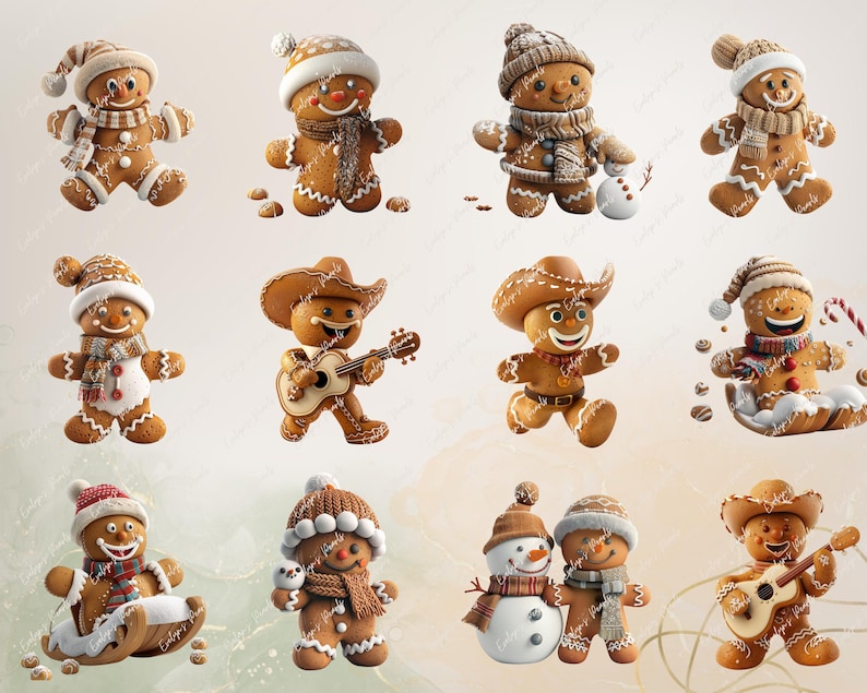 Gingerbread Man Clipart Gingerbread Cookies Clipart Winter Clipart ...