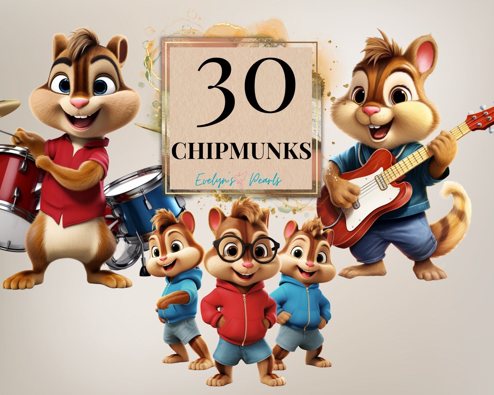 Chipmunks Clipart Cute Chipmunks PNG Animal Clipart Nursery Wall Art ...