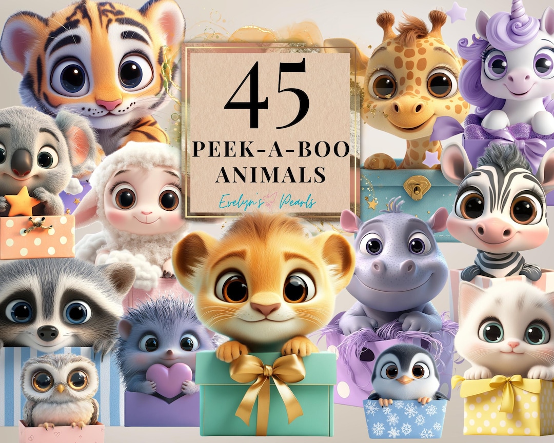 Animals Clipart Peeking Animals PNG Pastel Animals, Safari Animals ...
