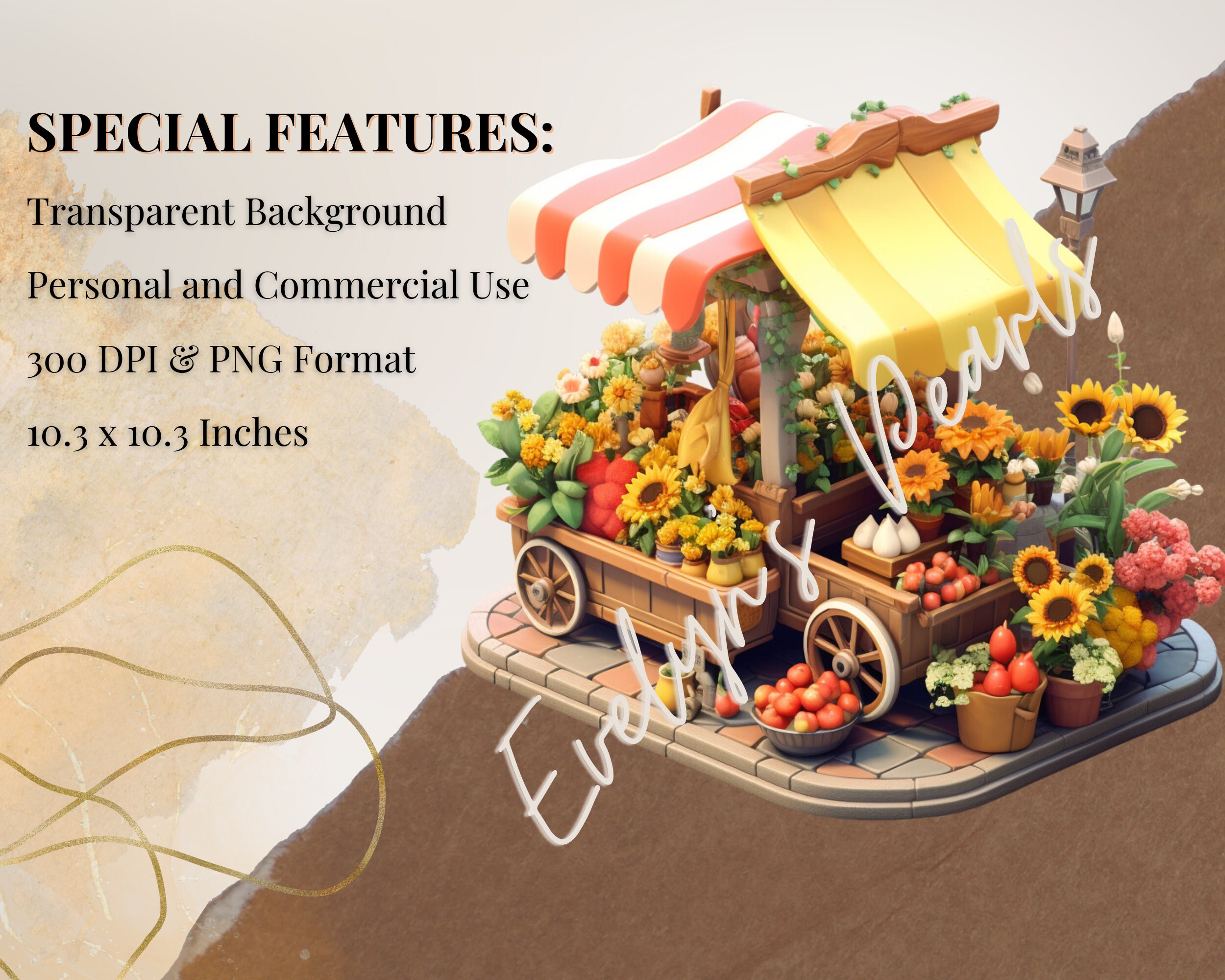 Flower Shop Clipart Cute Flower Stalls Clipart Spring PNG Floral Cart ...