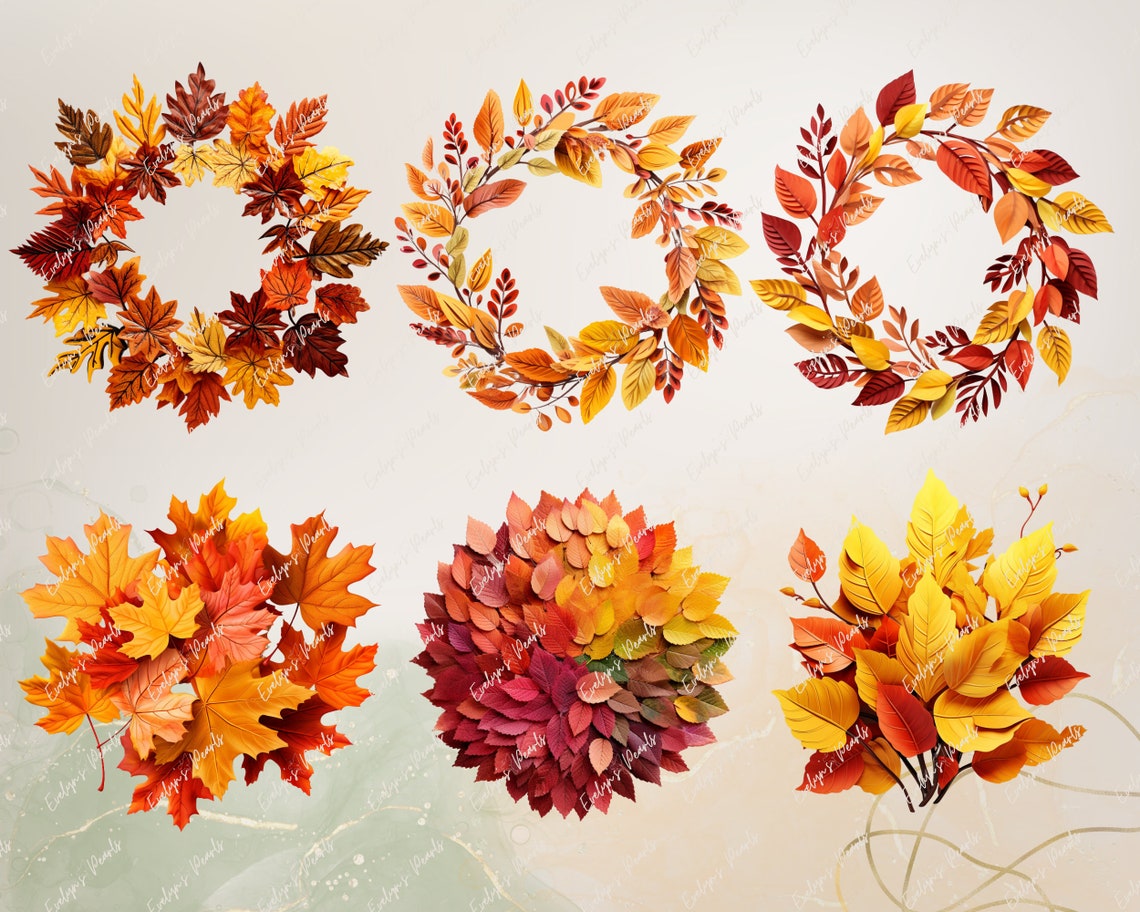 Autumn Leaves Clipart Bundle Fall Clipart Thanksgiving Decor PNG ...