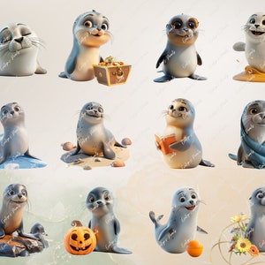 Seals Clipart Cute Seal PNG Fish Clipart Sea Life PNG Sea Creature ...