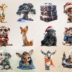 Safari Clipart Safari Winter PNG Safari Festive Clipart Jungle Animal ...