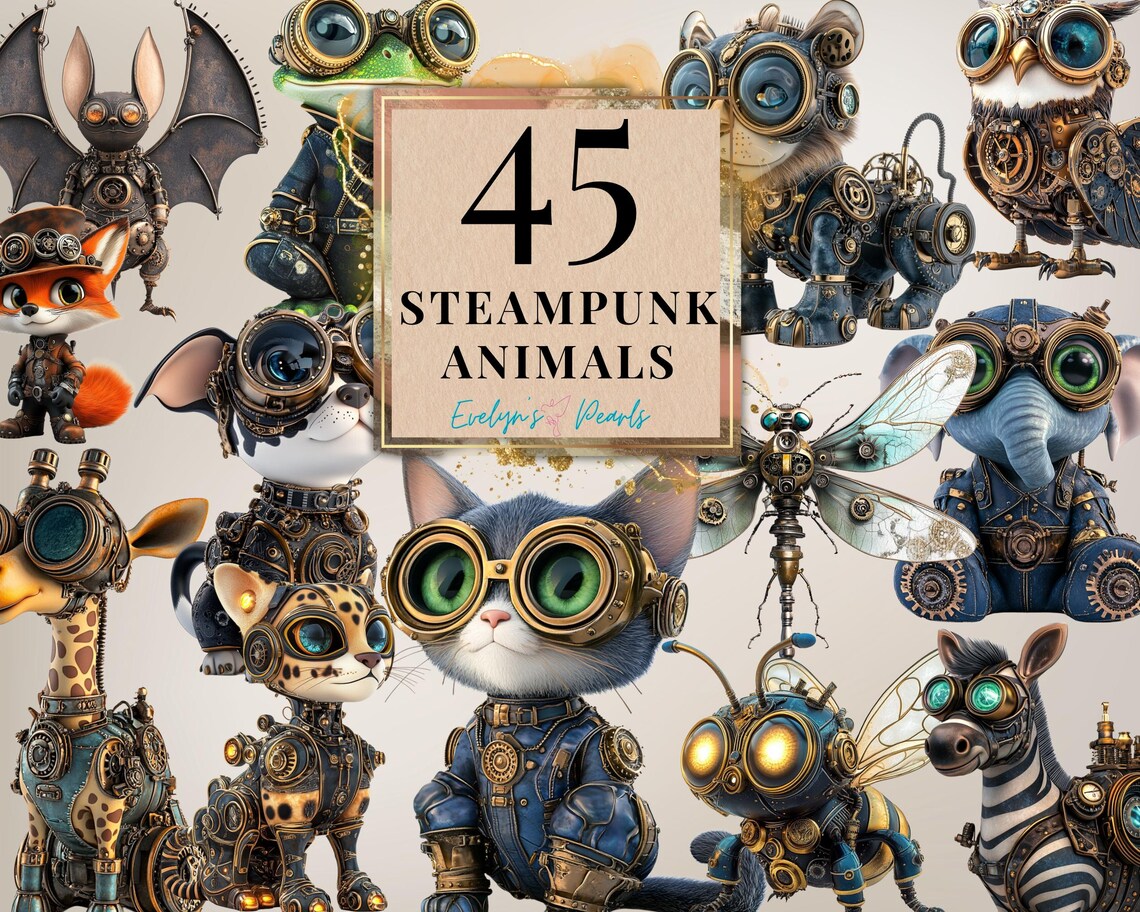 Steampunk Clipart Animals Steampunk PMG Safari Steampunk Cat PNG ...