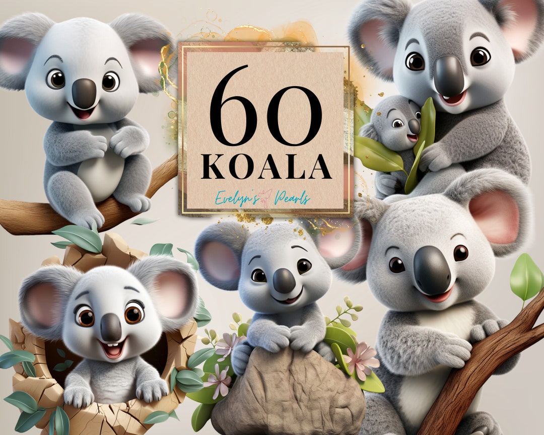 Koala Clipart Cute Koala PNG Australian Animal Clipart Safari Animal ...