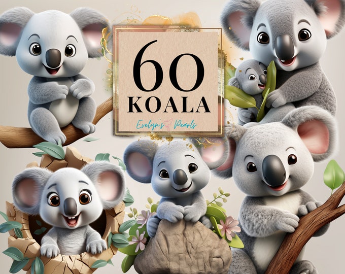 Koala Clipart Cute Koala PNG Australian Animal Clipart Safari Animal ...
