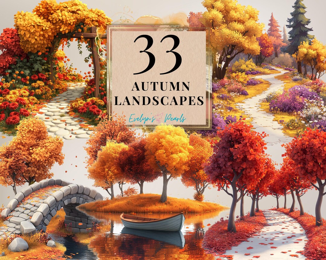 Autumn Landscapes Clipart Fall Mountain Clipart Fall Forest Pathways ...