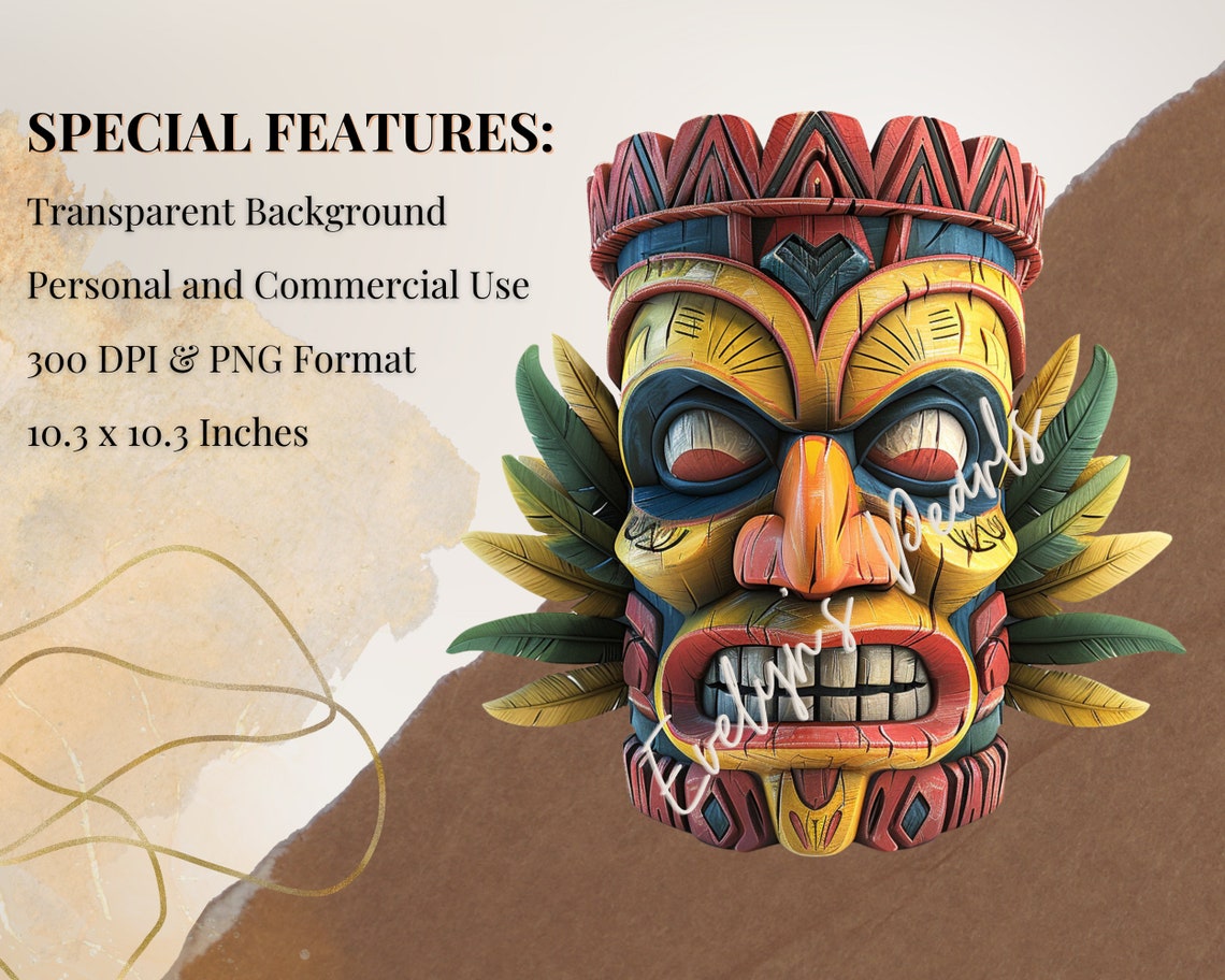 Tiki Masks Clipart Hawaii PNG Tribal Clipart Tiki Culture PNG Indian ...