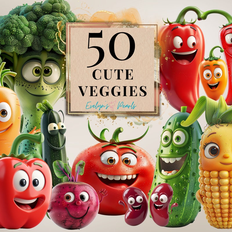 Cute Vegetables Cartoon - Etsy