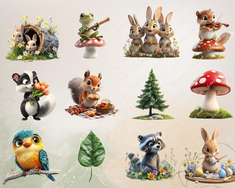Woodland Spring Clipart Spring Animals PNG Woodland Clipart Forest ...