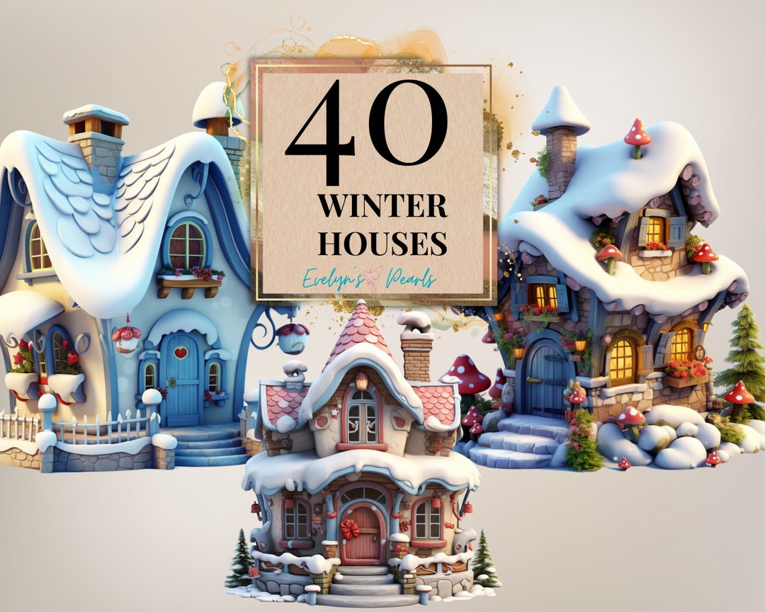 Winter Houses Clipart Snow Covered Houses Clipart Winter Houses Festive ...