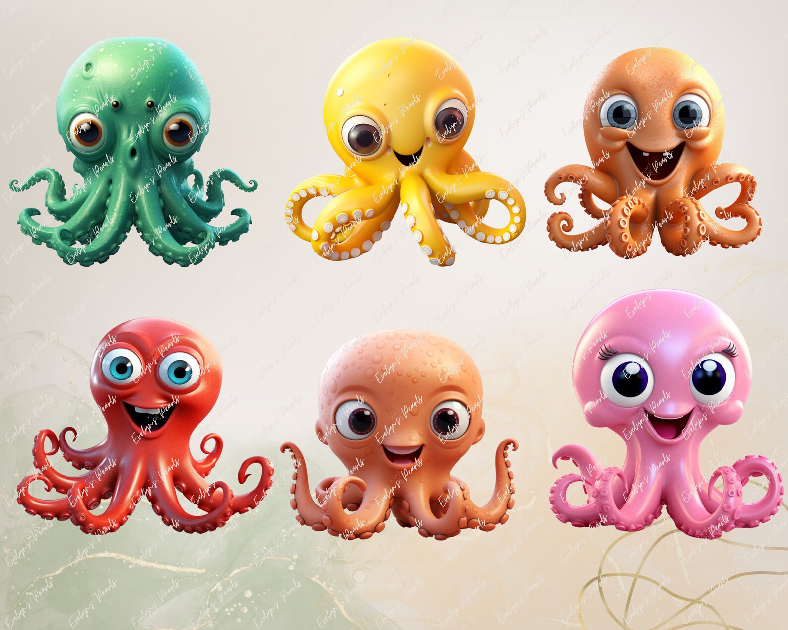 Octopus Clipart Sea Life PNG Sea Creature Clipart Under the Ocean ...