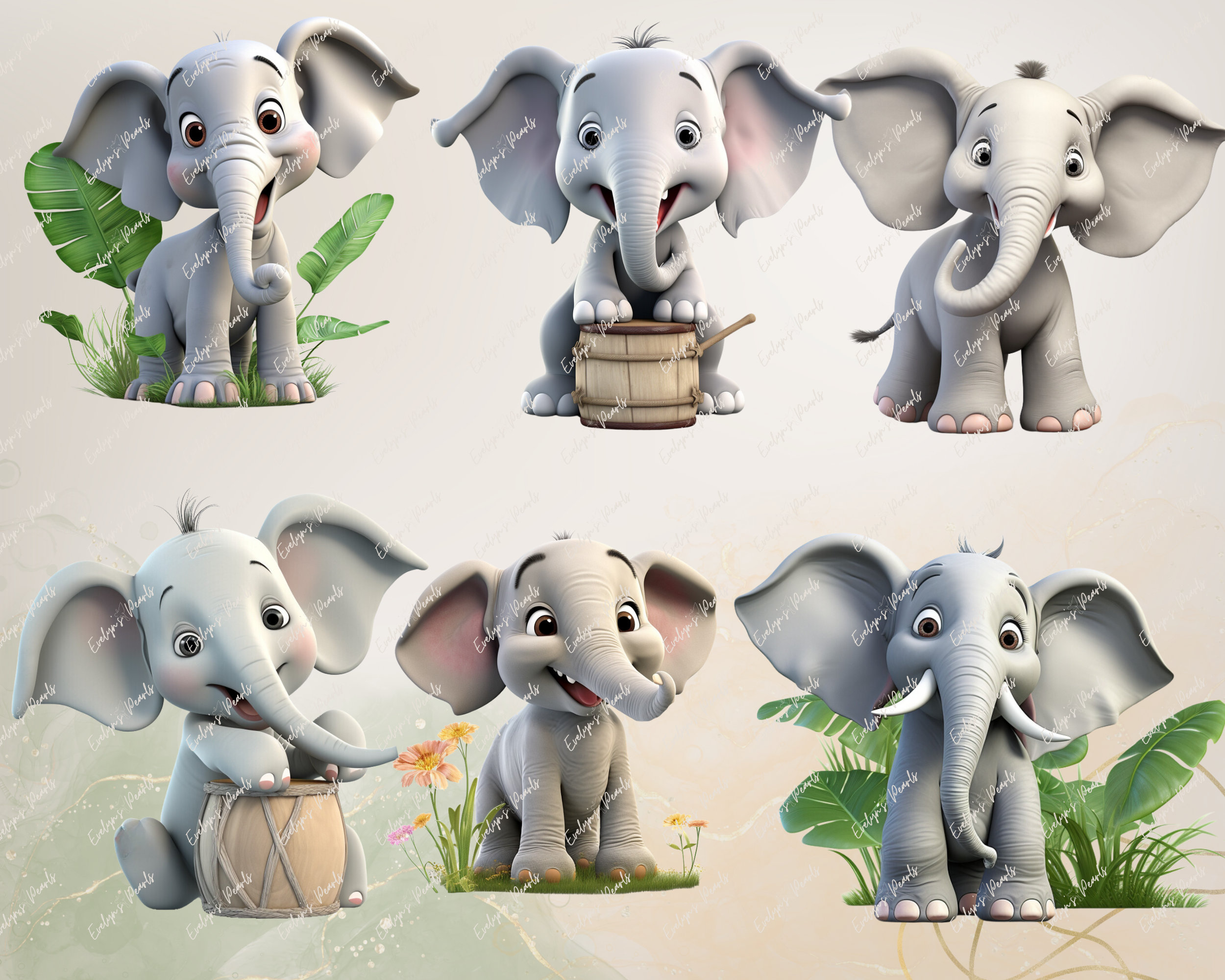 Elephant Clipart Cute Elephant PNG Animal Clipart Safari Animal PNG ...