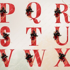 Letters Clipart Red Foil Letter PNG Black Gold Floral Letters Clipart ...