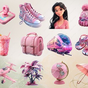 Travel Clipart Pink Travel PNG Vacation Clipart Summer PNG Beach ...