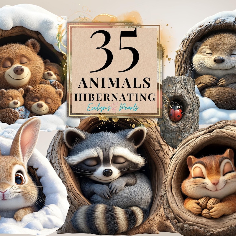 Sleeping Animals Clipart - Etsy