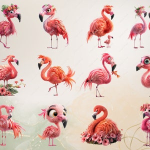 Flamingo Clipart Cute Flamingo PNG Bird Clipart Cute Animal PNG Cartoon ...