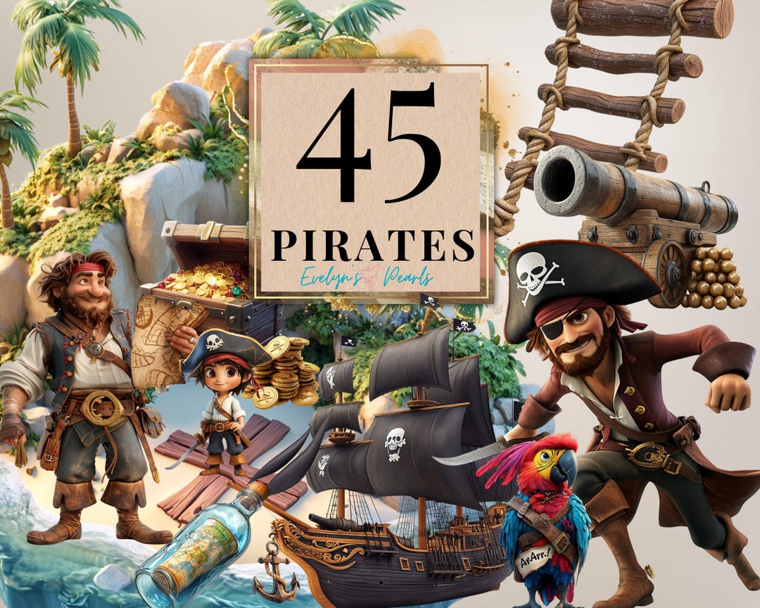 Pirate Clipart Treasure Chest PNG Fairy Tale Clipart Pirate Crew Theme ...