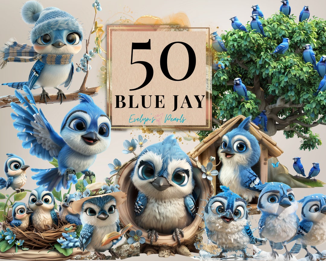 Bird Clipart Blue Jay Bird PNG Bird Clipart Cute Animal PNG Cartoon ...