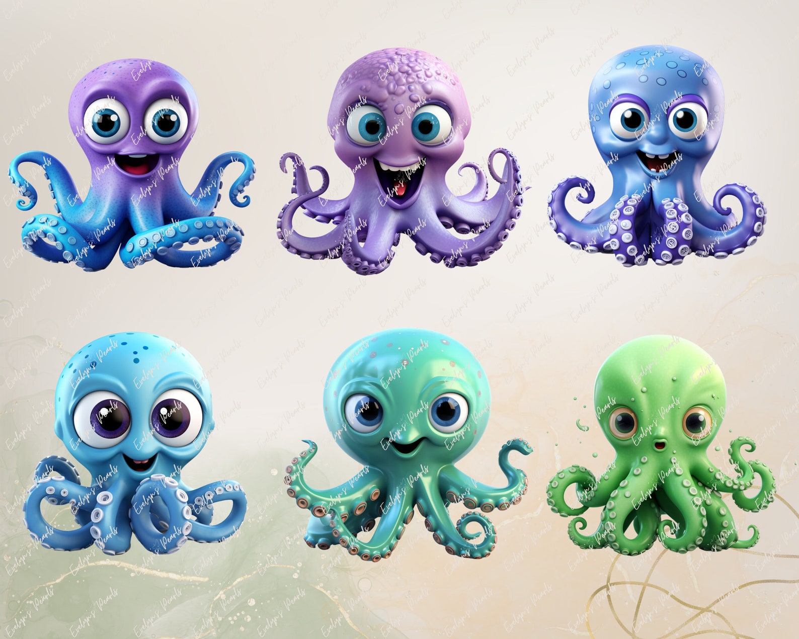 Octopus Clipart Sea Life PNG Sea Creature Clipart Under the Ocean ...