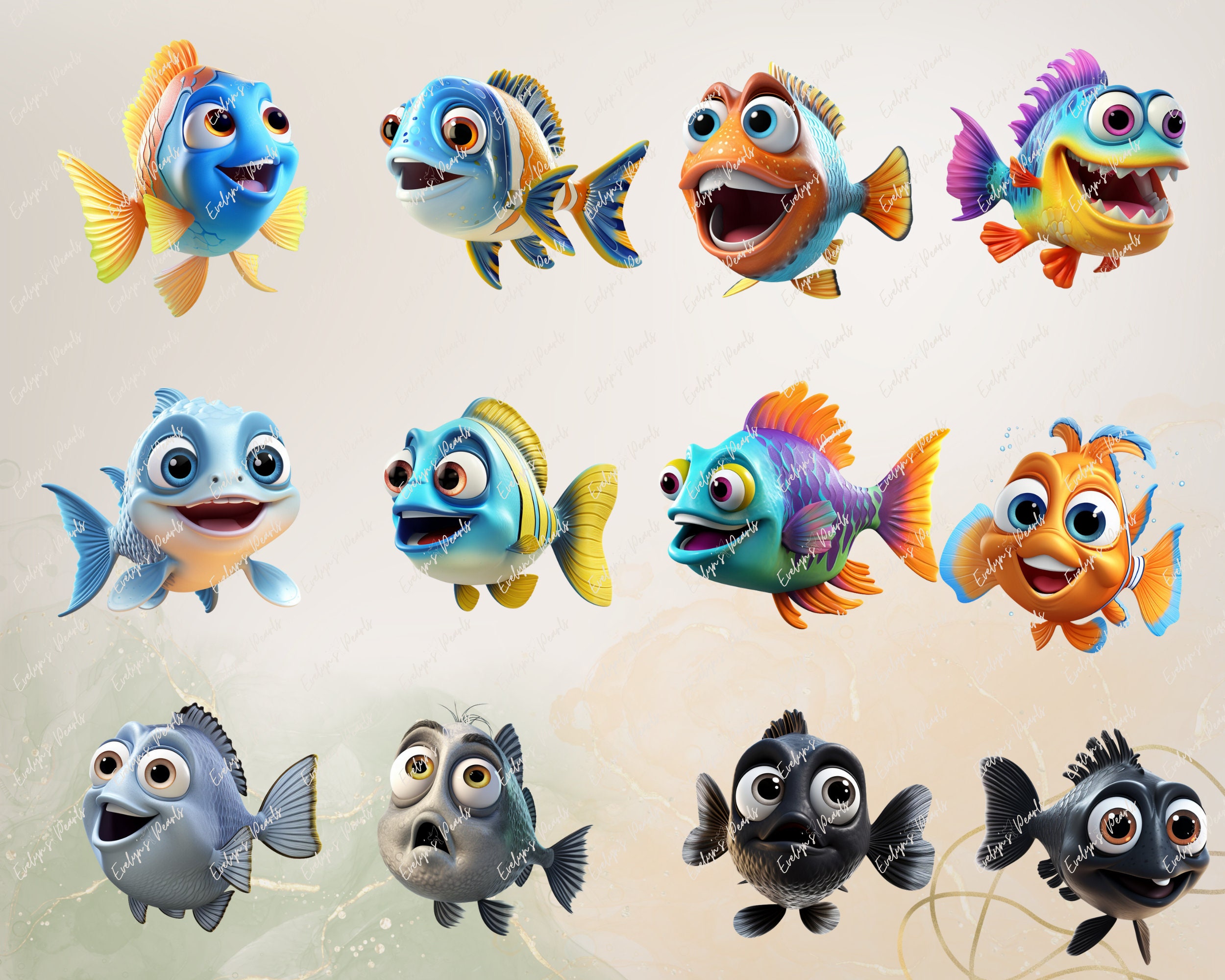 Fish Clipart Sea Life PNG Sea Creature Clipart Under the Ocean Clipart ...