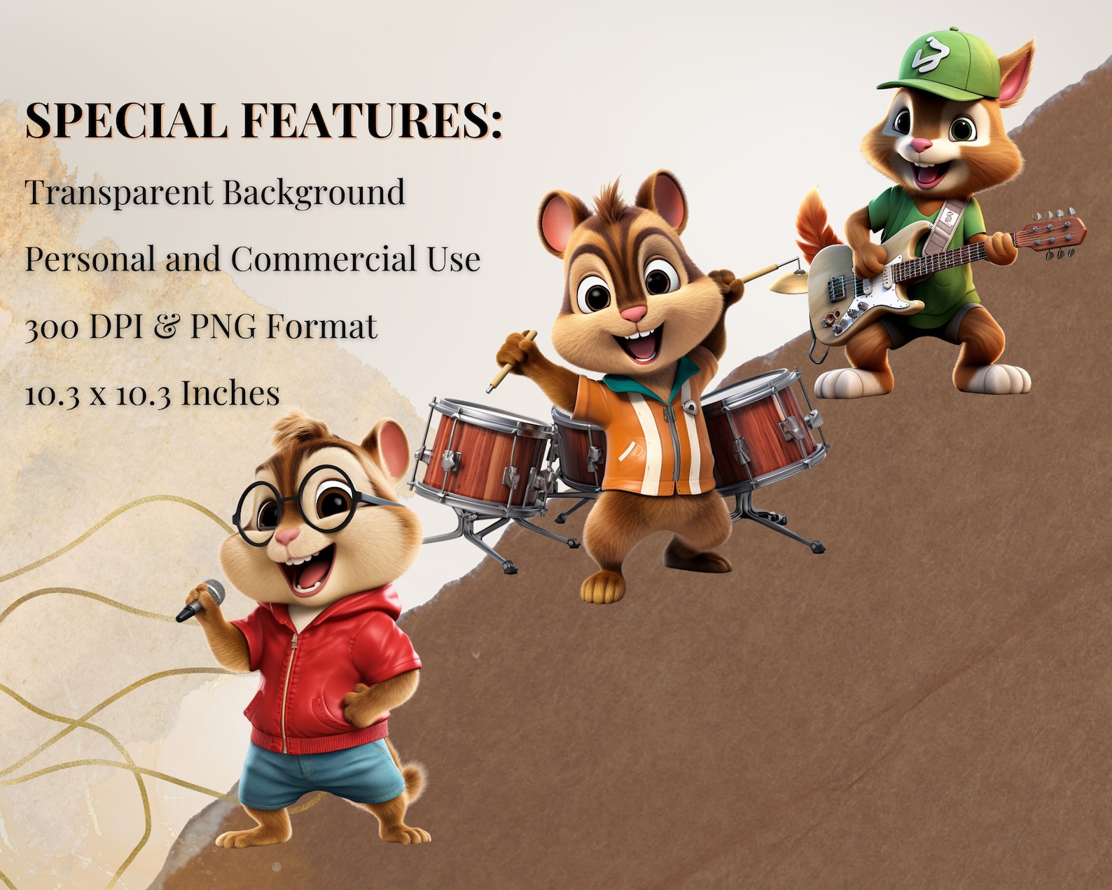 Chipmunks Clipart Cute Chipmunks PNG Animal Clipart Nursery Wall Art ...