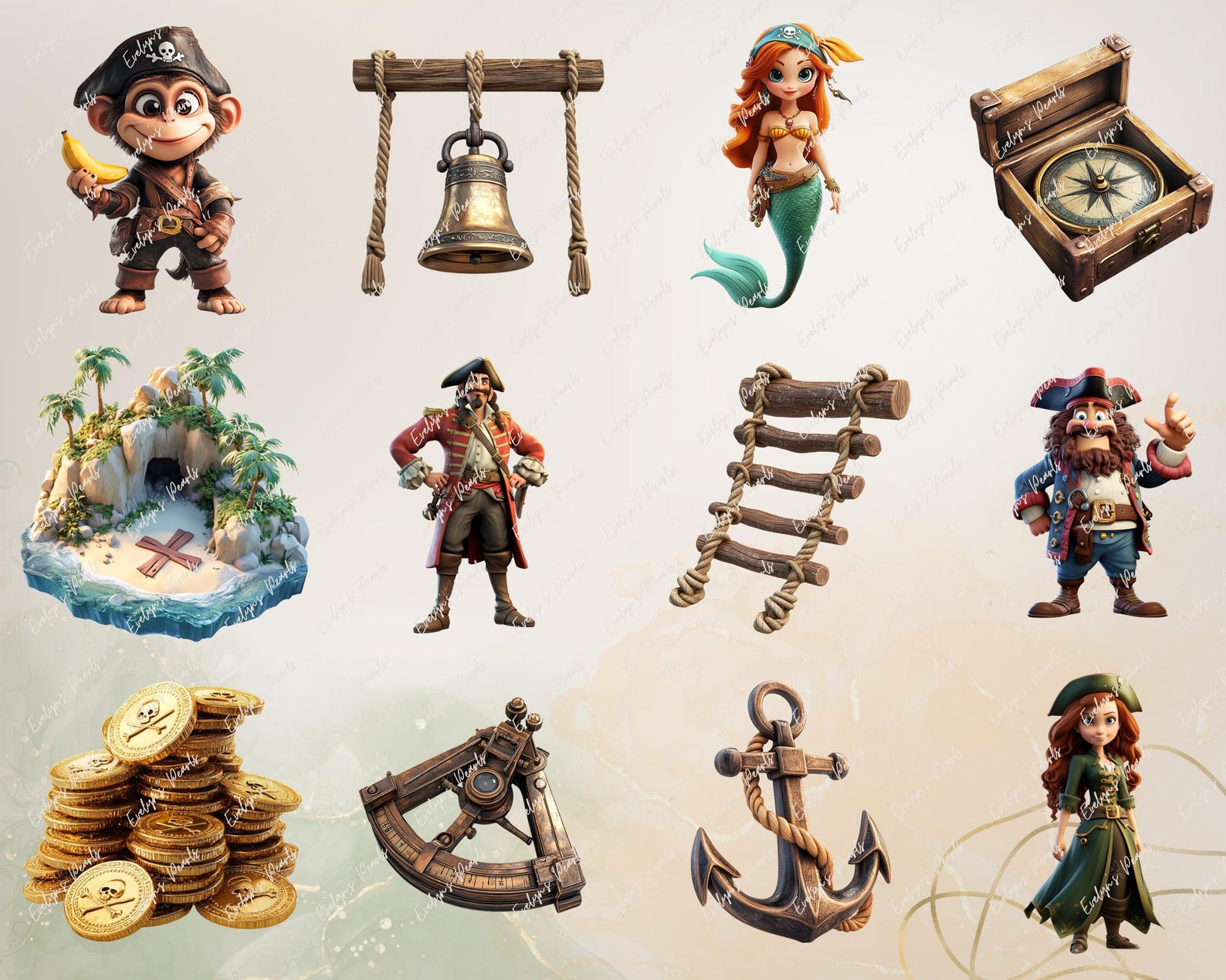 Pirate Clipart Treasure Chest PNG Fairy Tale Clipart Pirate Crew Theme ...