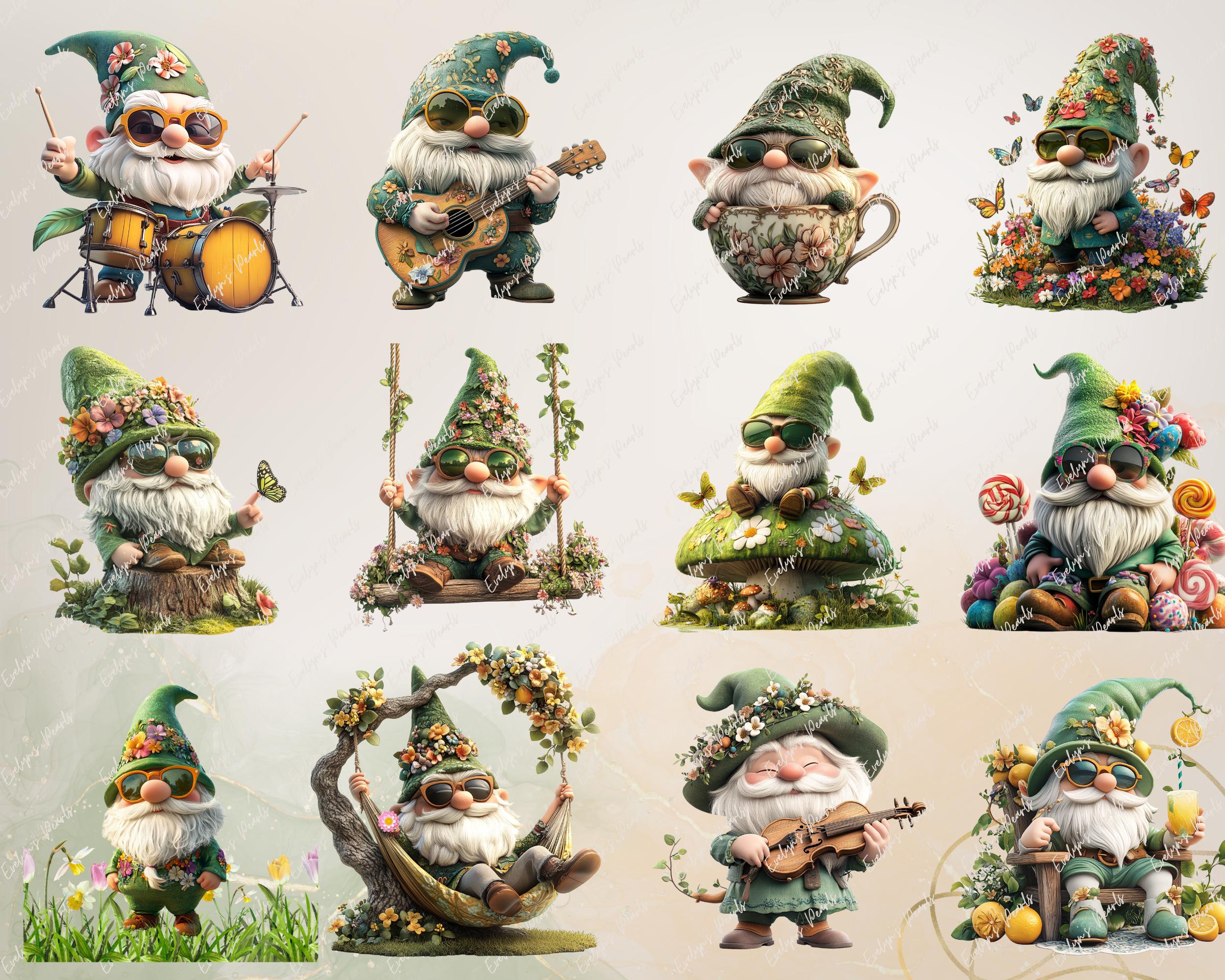 Spring Gnome Clipart Cute Green Gnome PNG Fairy Tale Clipart Spring PNG ...
