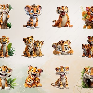Tiger Clipart Cute Tiger PNG Animal Clipart Safari Animal PNG Cartoon ...