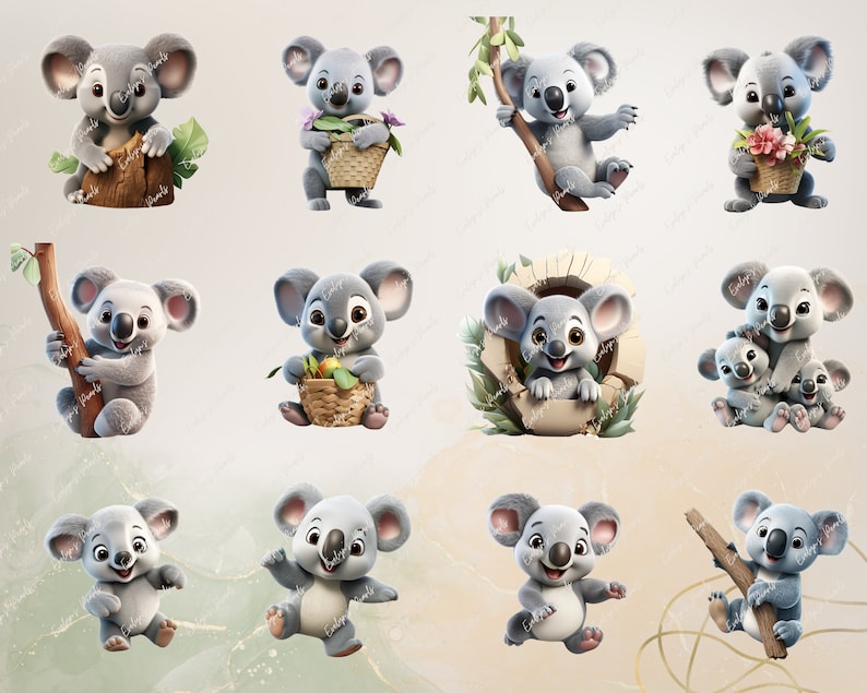 Koala Clipart Cute Koala PNG Australian Animal Clipart Safari Animal ...