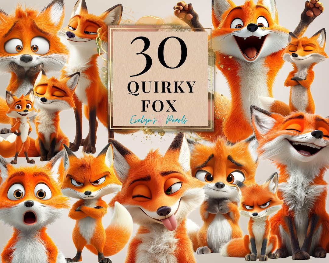 Quirky Fox Clipart Funny Fox PNG Woodland Animals Clipart Quirky ...