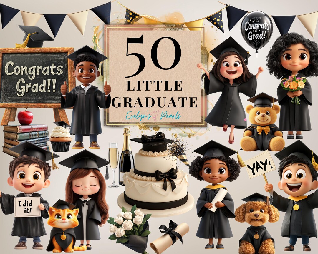 Little Graduate Clipart Graduation PNG Clipart Cute Kids Graduation PNG ...