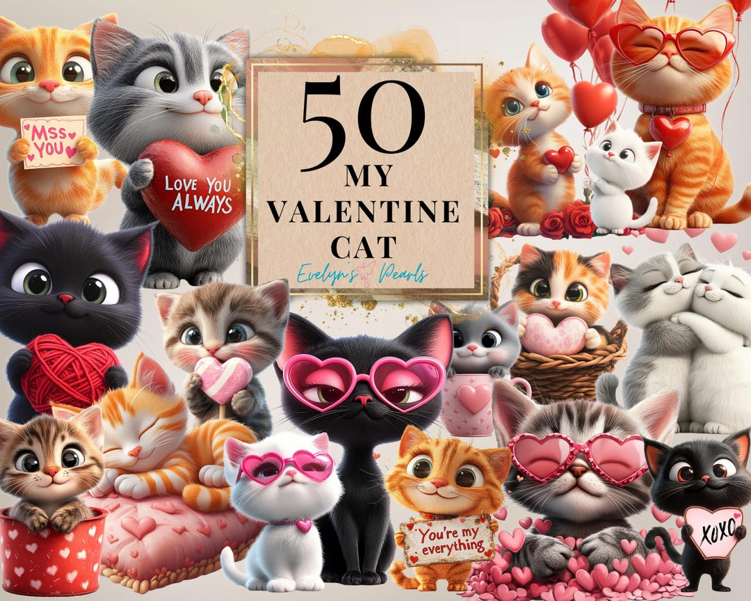 My Valentine Cat Clipart Valentine PNG Cat Breeds Clipart Cat Lovers ...