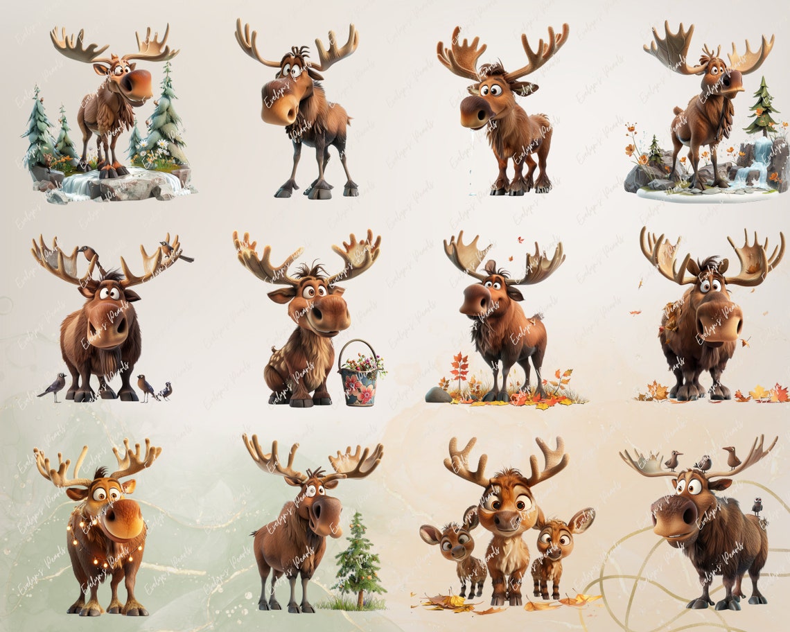 Moose Clipart Cute Moose PNG Safari Animals Clipart Baby Animals ...