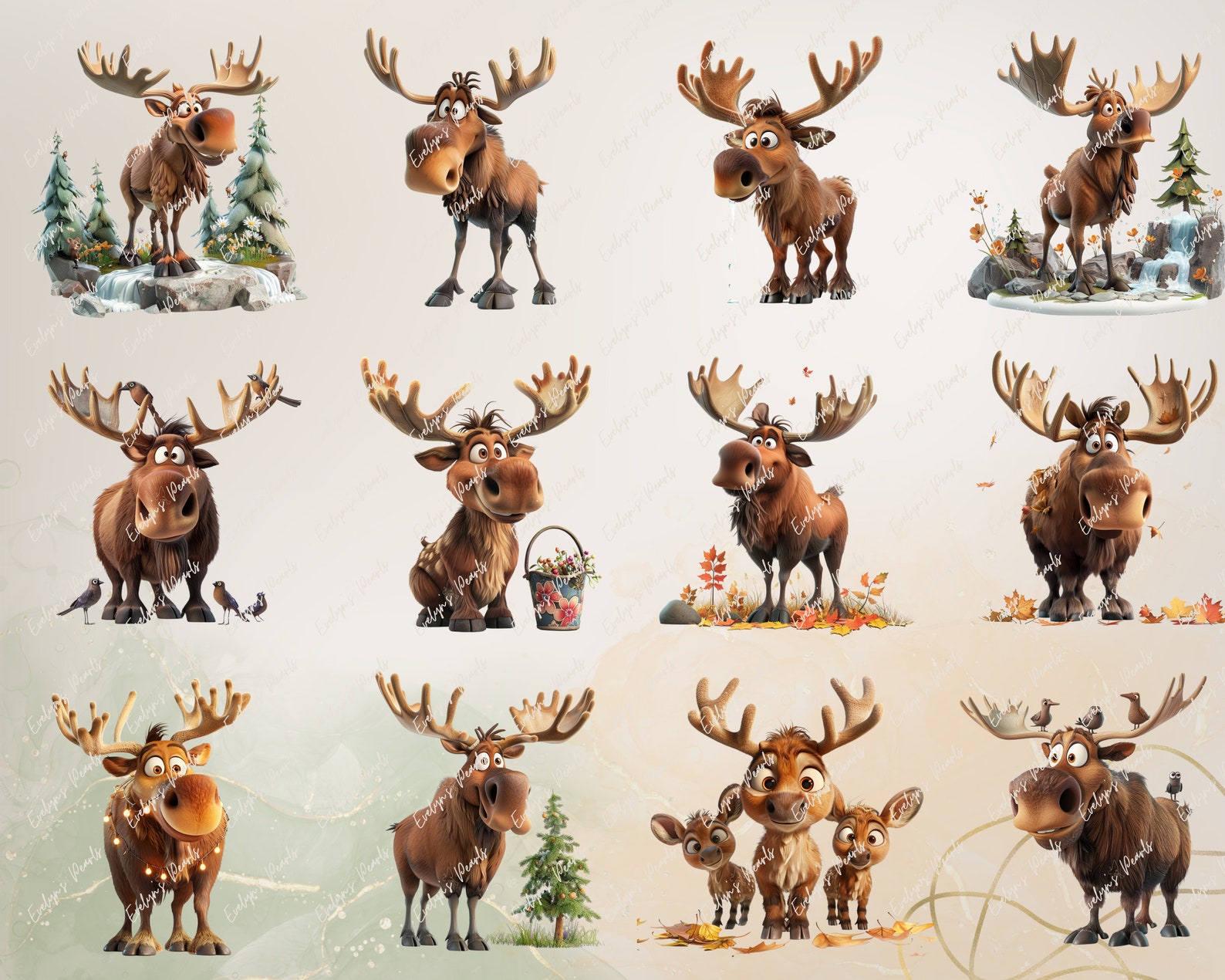 Moose Clipart Cute Moose PNG Safari Animals Clipart Baby Animals ...
