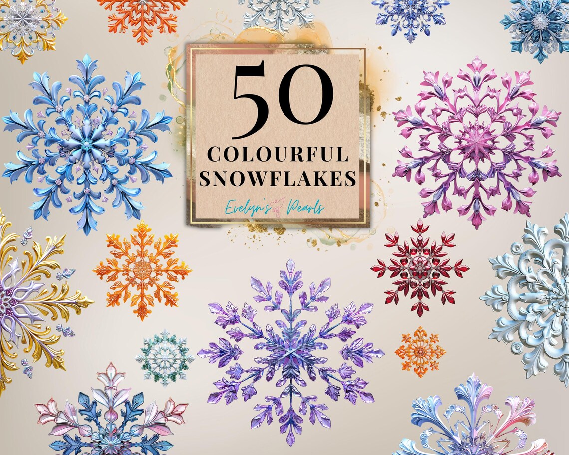 Snowflake Clipart Colourful Snowflake PNG Winter Clipart Seasonal ...